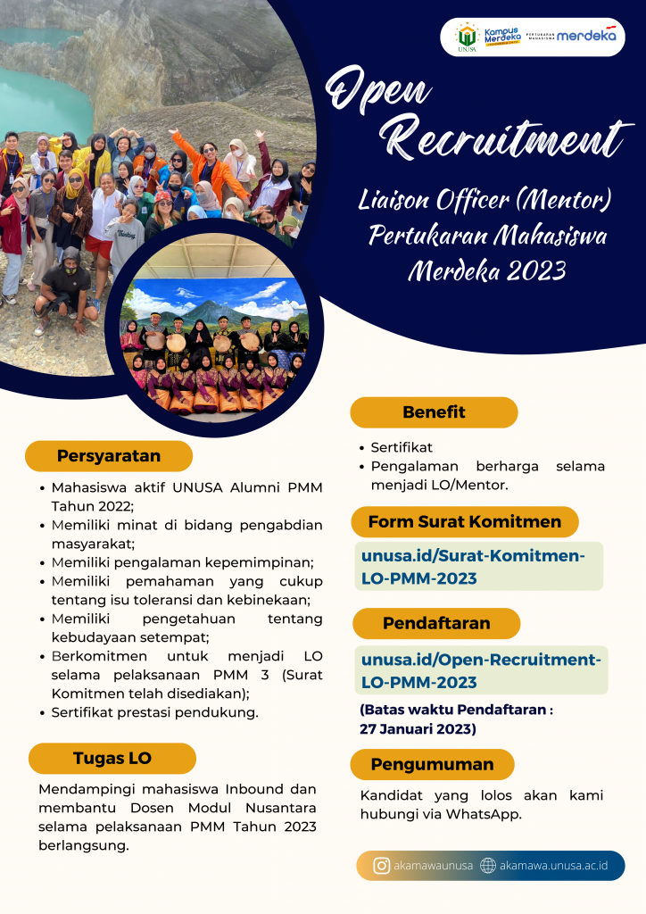 Open Recruitment – Liaison Officer (Mentor) Pertukaran Mahasiswa Merdeka 2023