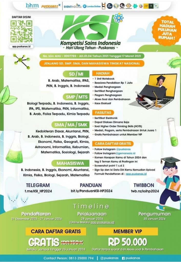 Kompetisi Sains Indonesia (Hari Ulang Tahun Puskasnas 2024)
